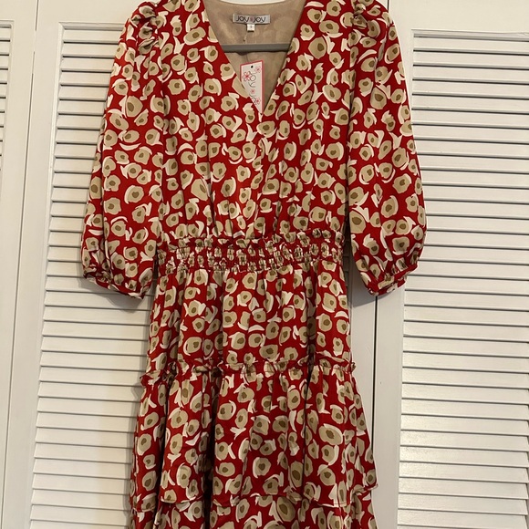 Joy Joy | Dresses | Joy Joy Nwt Red And Cream Mini Dress | Poshmark